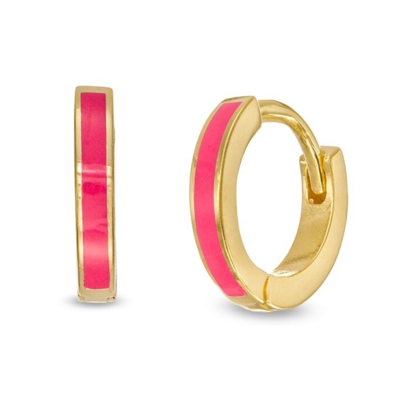 Banter | Jewelry | Nwt Banter X 15mm Pink Enamel Huggie Hoop Earrings ...